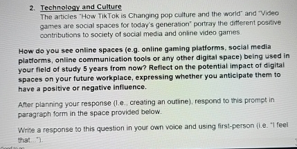 Technology and CultureThe articles 'How TikTok is | Chegg.com