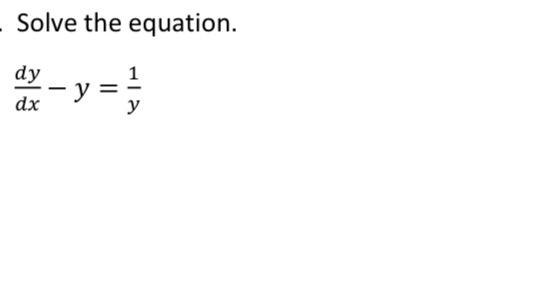 Solved Solve the equation. dxdy−y=y1 | Chegg.com