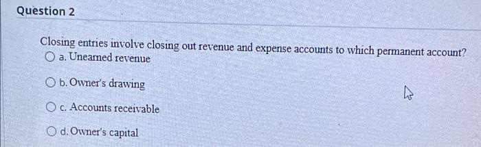 Solved Closing entries involve closing out revenue and | Chegg.com