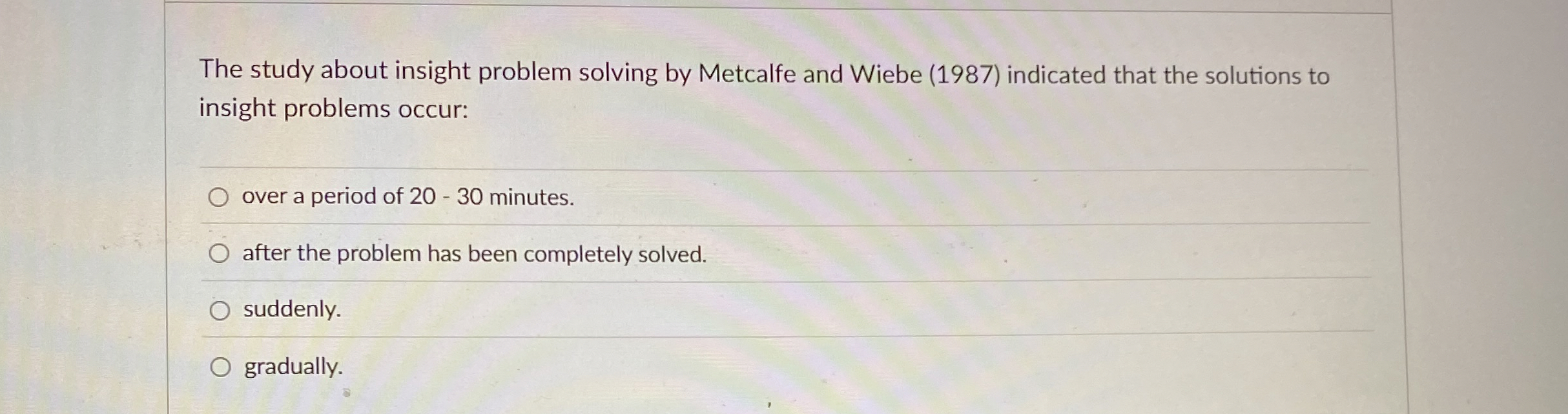 Solved The study about insight problem solving by Metcalfe | Chegg.com