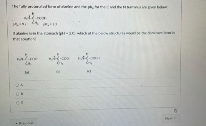 Solved The fully protonated form of alanine and the pk, for | Chegg.com