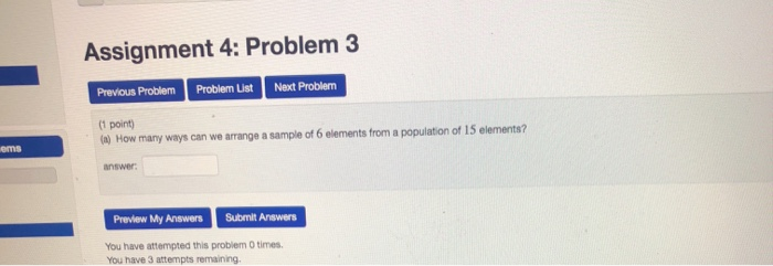 Solved Assignment 4 Problem 3 Previous Problem Problem List 5033