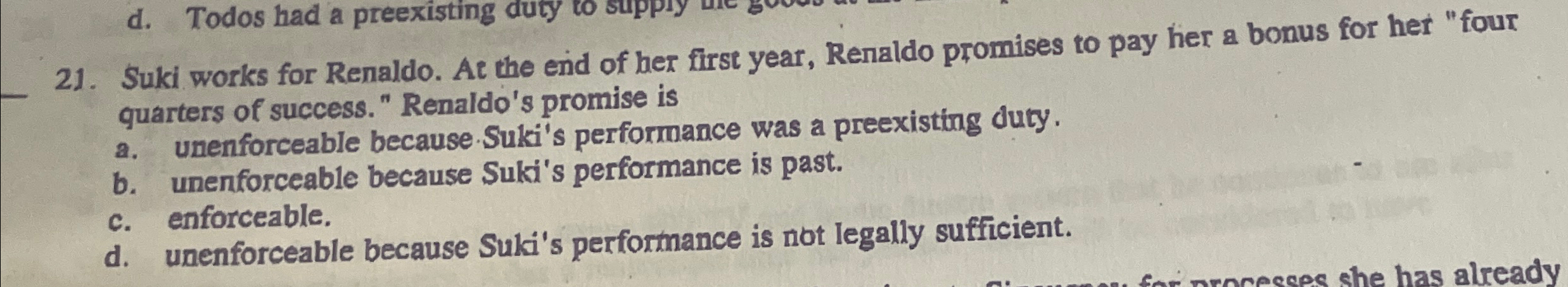 Solved Suki works for Renaldo. At the end of her first year, | Chegg.com