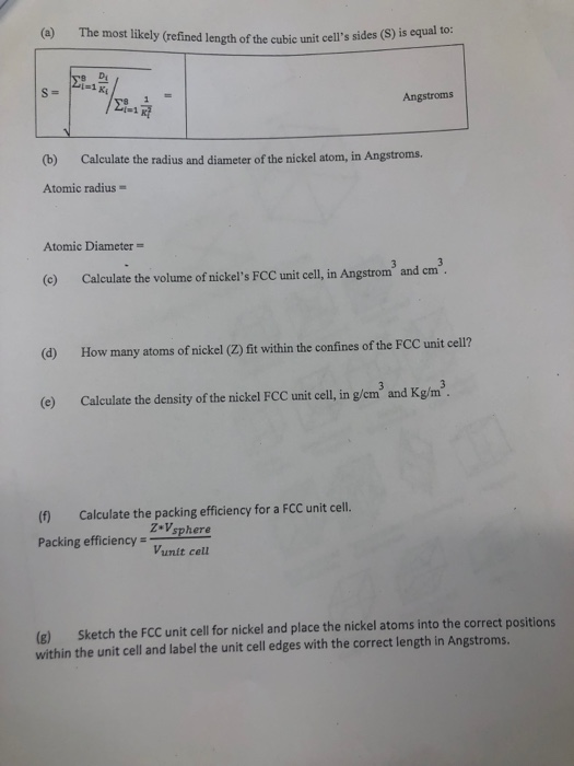 Solved X-Ray Diffraction Extra Credit (5 points maximum) | Chegg.com