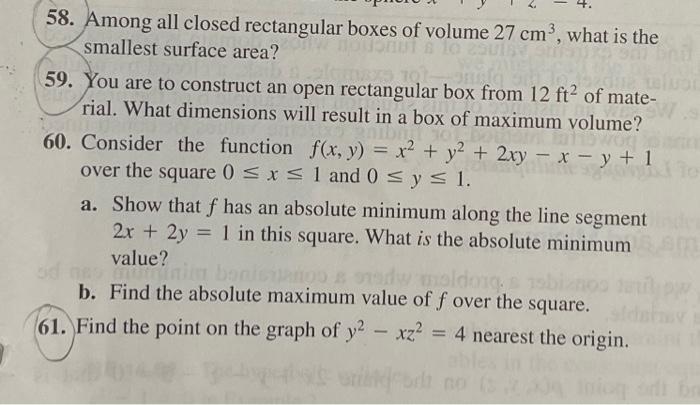 Solved a 58. Among all closed rectangular boxes of volume 27 | Chegg.com