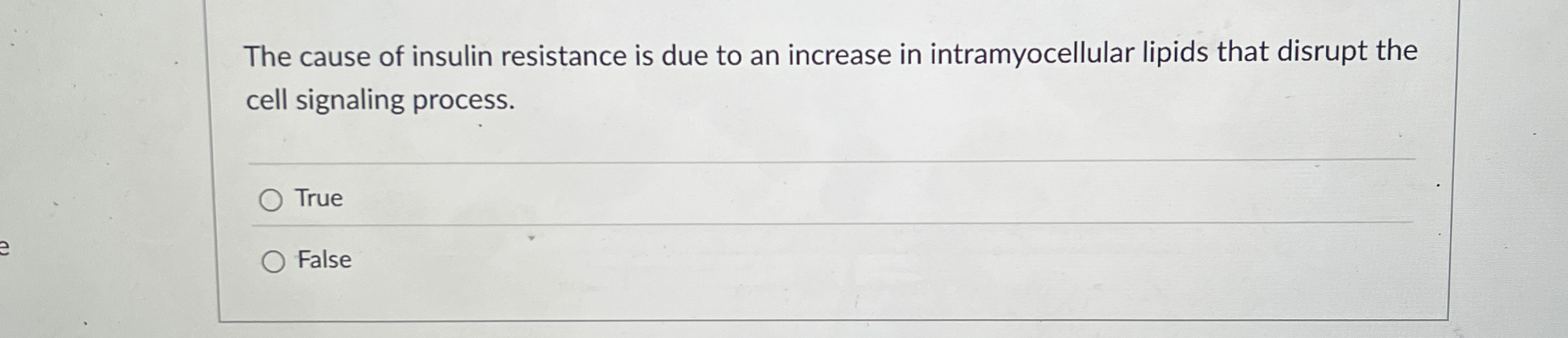 Solved The cause of insulin resistance is due to an increase | Chegg.com