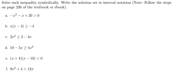 Solved Solve each inequality symbolically. Write the | Chegg.com