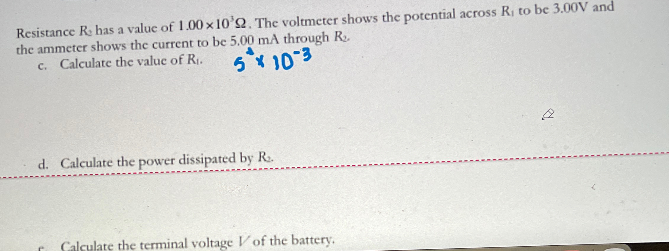 Solved Resistance R2 ﻿has a value of 1.00×103Ω. ﻿The | Chegg.com