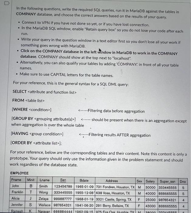 Solved - Write a query to find the female employees (first | Chegg.com