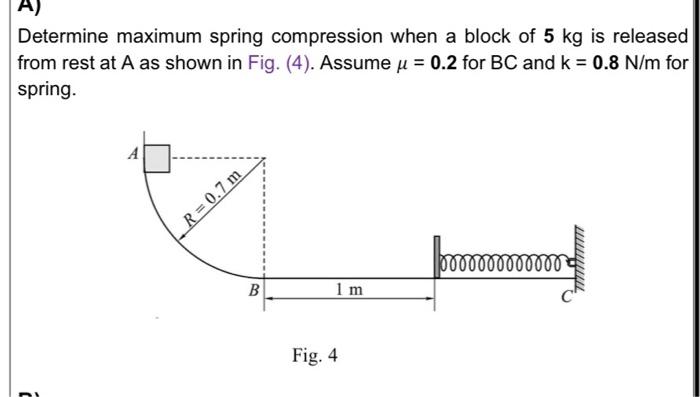 Solved Determine maximum spring compression when a block of | Chegg.com