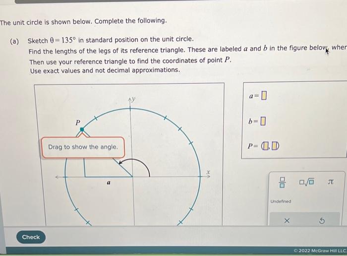 Solved he unit circle is shown below. Complete the | Chegg.com