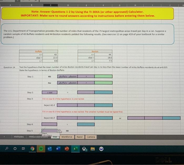Solved Note: Answer Questions 1-2 by Using the T1-30XA (or | Chegg.com