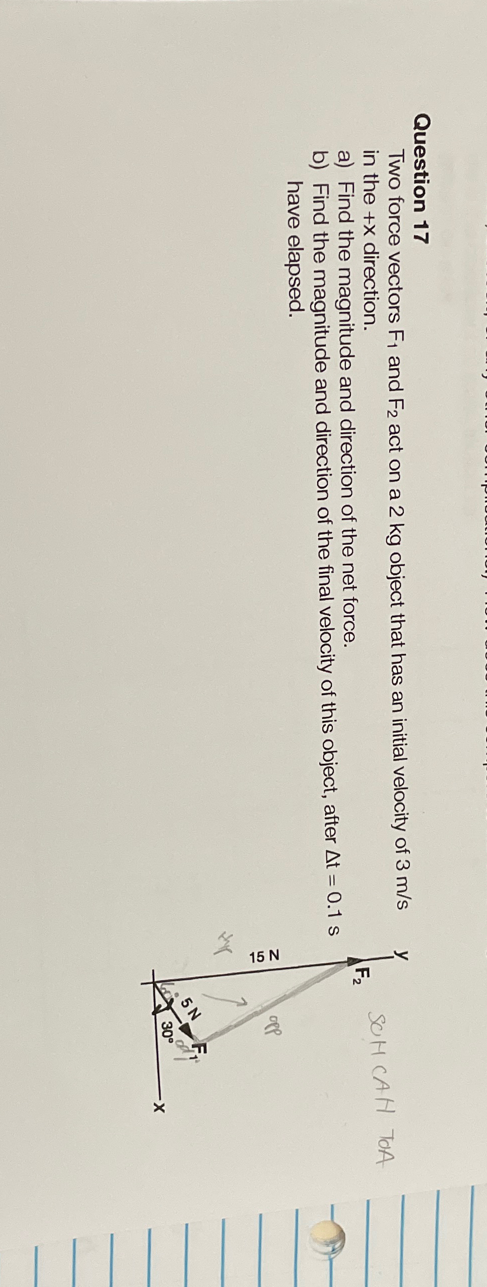 Solved Question 17Two force vectors F1 ﻿and F2 ﻿act on a 2kg | Chegg.com