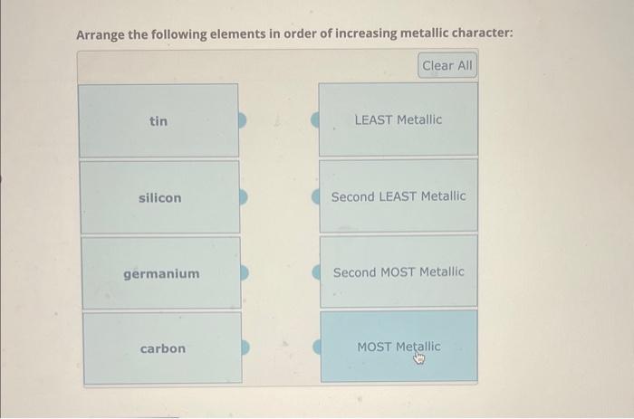 Solved Arrange the following elements in order of increasing | Chegg.com