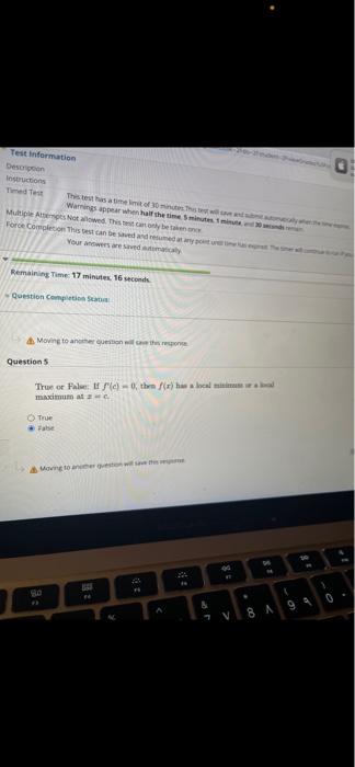 Solved True oc Fiaher if f′(c)=0,f(x)