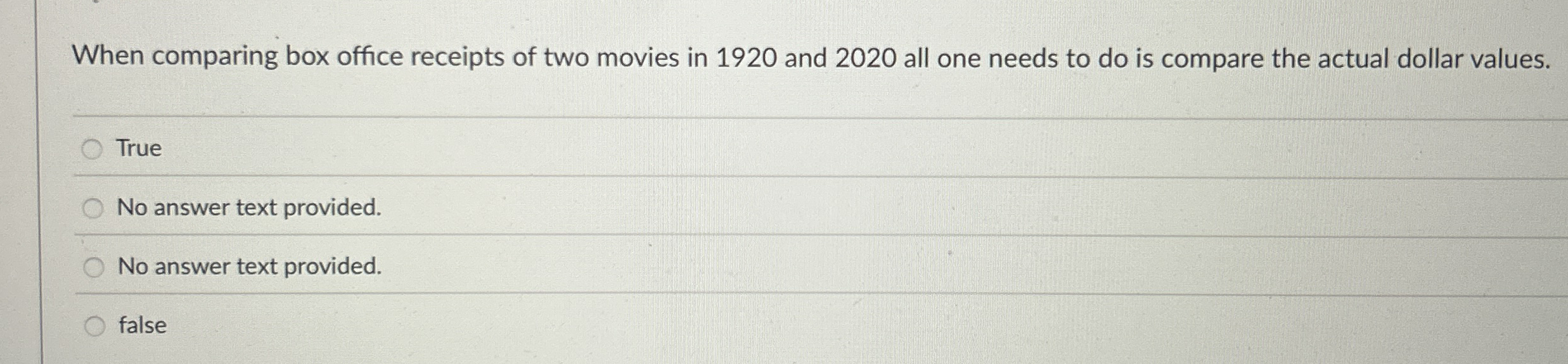 Solved When comparing box office receipts of two movies in | Chegg.com