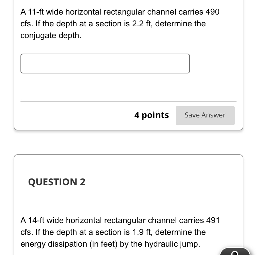 Solved Question 1: A 11-ft wide horizontal rectangular | Chegg.com