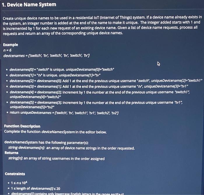 Solved 1. Device Name System Create unique device names to | Chegg.com