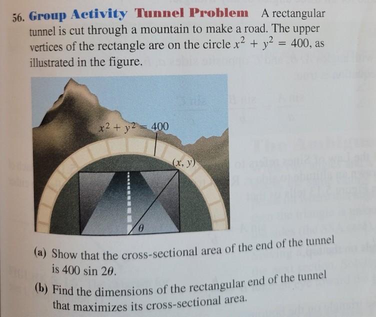 Solved 56. Group Activity Tunnel Problem A rectangular | Chegg.com