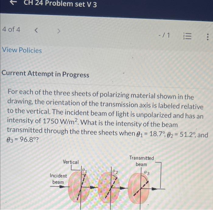 Solved For each of the three sheets of polarizing material | Chegg.com