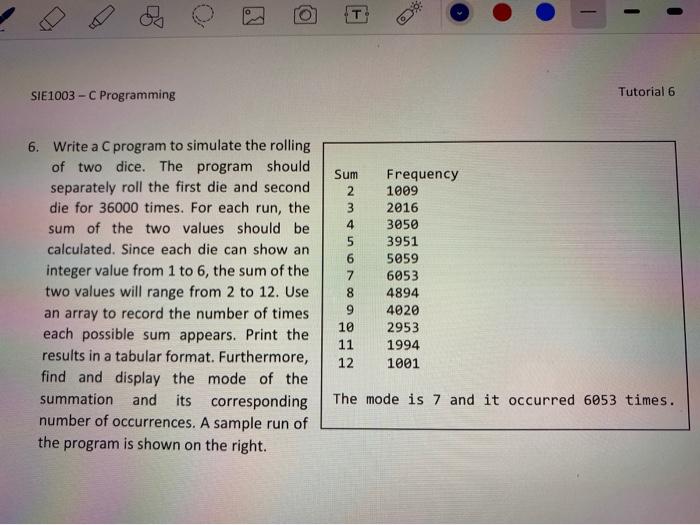 Solved T SIE1003-C Programming Tutorial 6 6. Write a C | Chegg.com