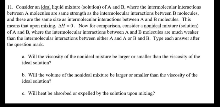 Solved 11. Consider an ideal liquid mixture (solution) of A | Chegg.com