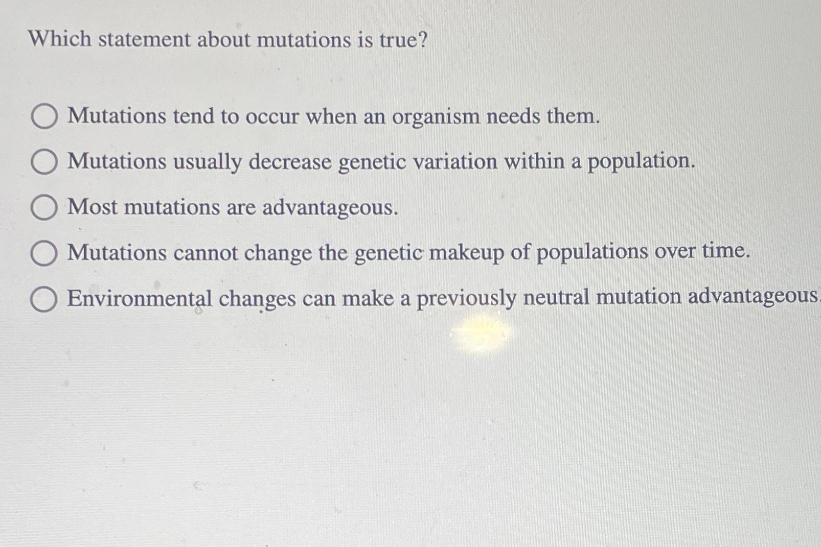 Solved Which statement about mutations is true?Mutations | Chegg.com