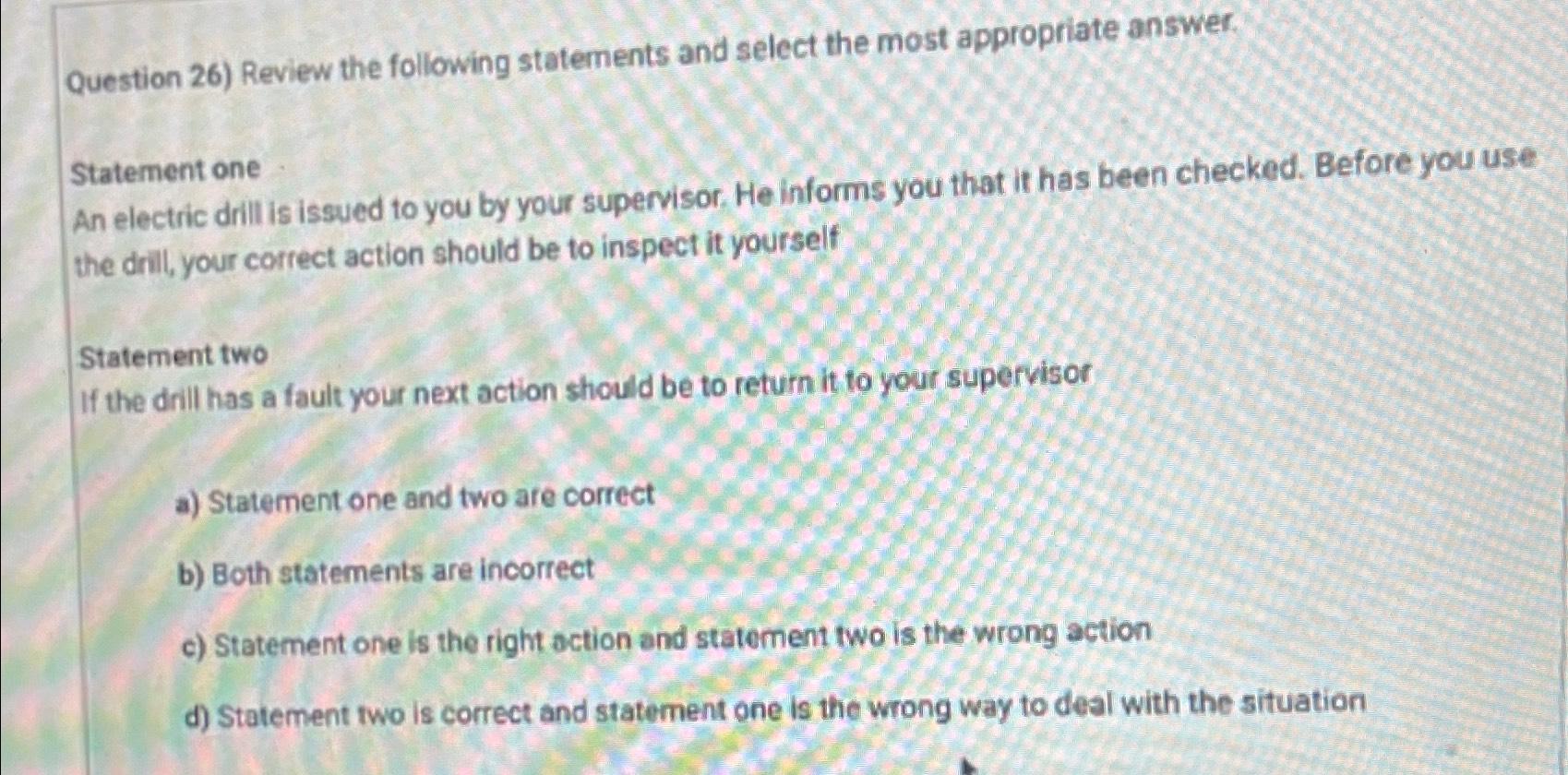 Solved Question 26) ﻿Review the following statements and | Chegg.com