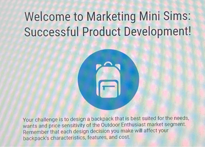 Solved Welcome to Marketing Mini Sims: Successful Product | Chegg.com
