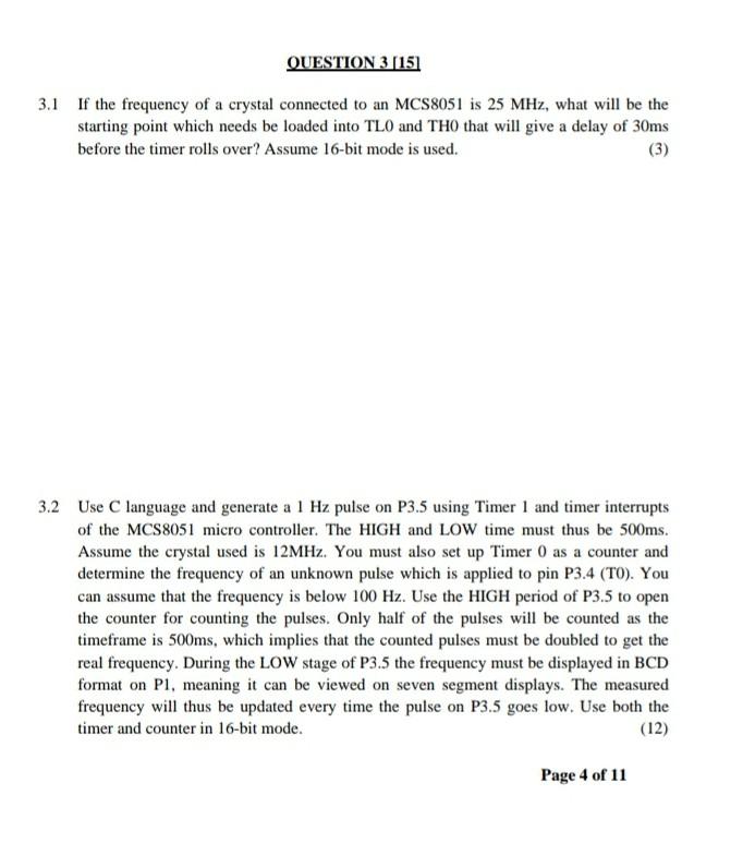 Solved QUESTION 3 [15] 3.1 If the frequency of a crystal | Chegg.com
