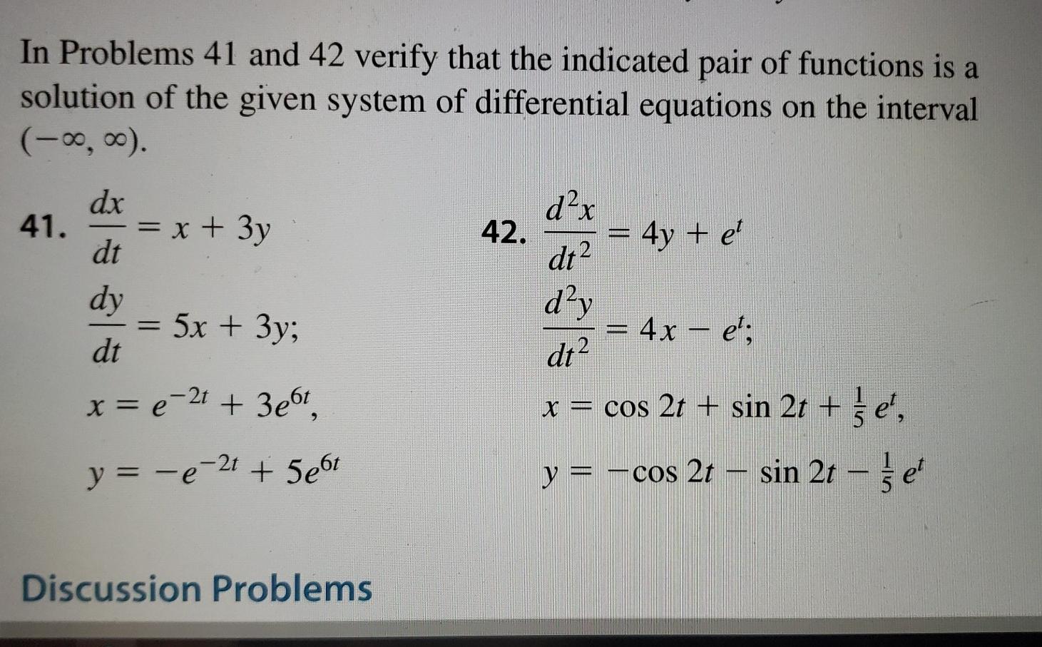 Solved In Problems 41 and 42 verify that the indicated pair | Chegg.com