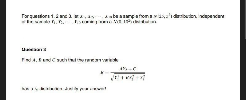 Solved For questions 1,2 and 3 , let X1,X2,⋯,X10 be a sample | Chegg.com