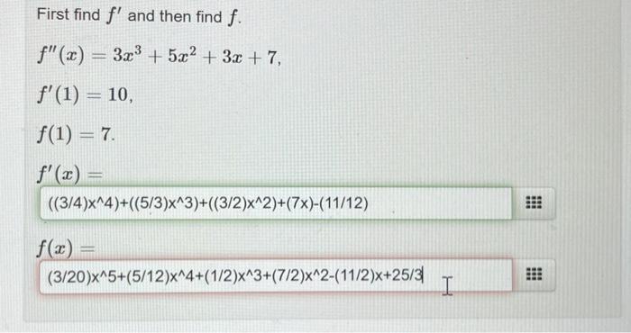 Solved First find f′ and then find f. | Chegg.com