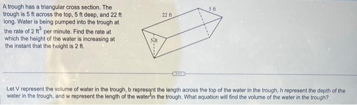 Solved A trough has a triangular cross section. The trough | Chegg.com