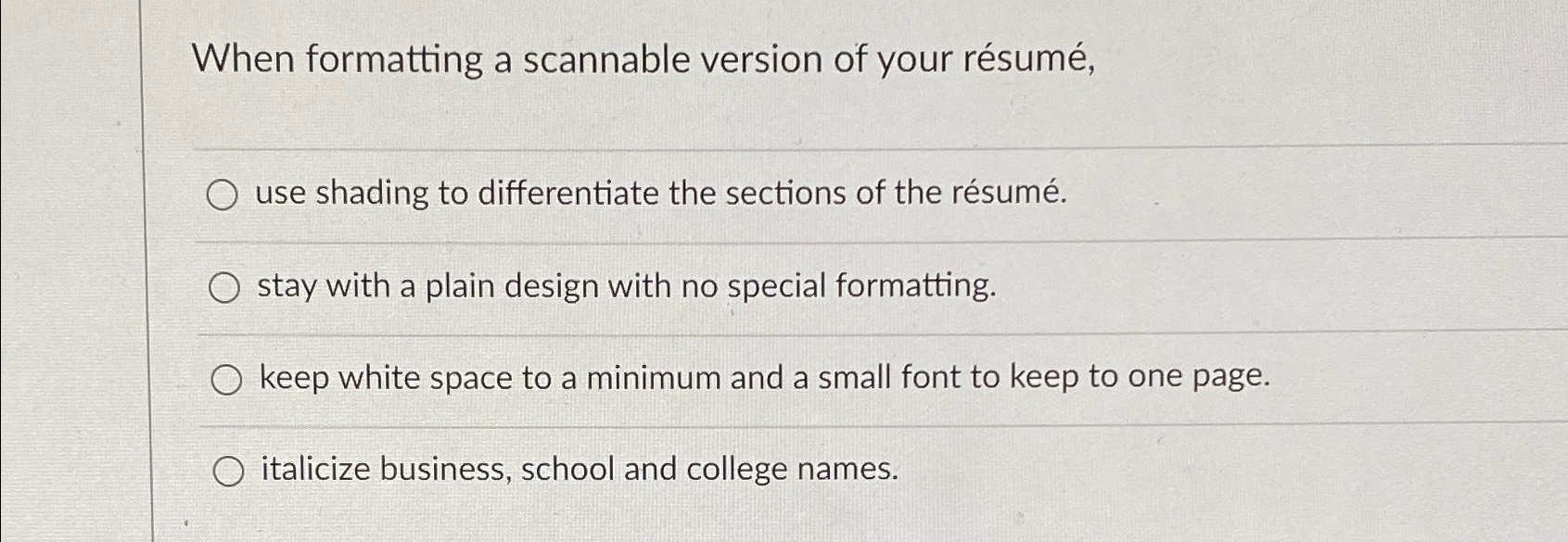 Solved When formatting a scannable version of your | Chegg.com