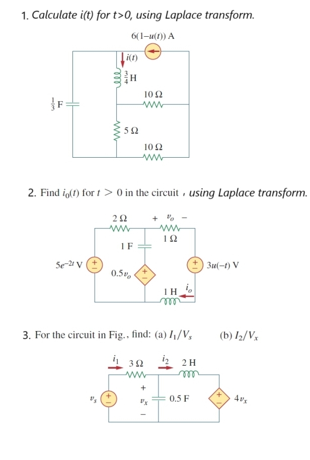 Solved Calculate i(t) ﻿for t>0, ﻿using Laplace | Chegg.com