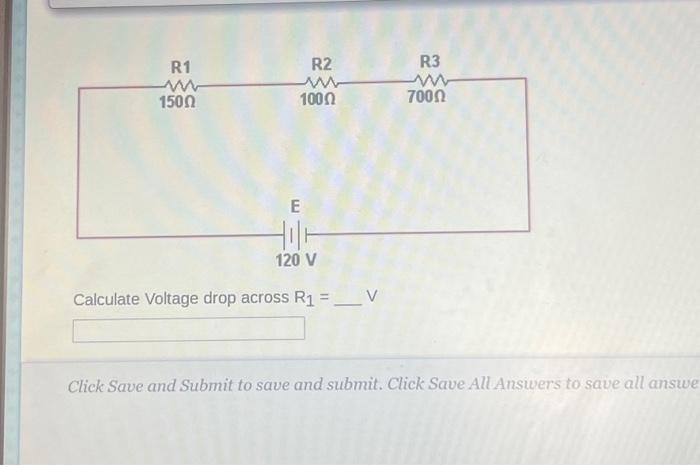 Solved R1 m 1500 R2 1000 E 120 V Calculate Voltage drop | Chegg.com