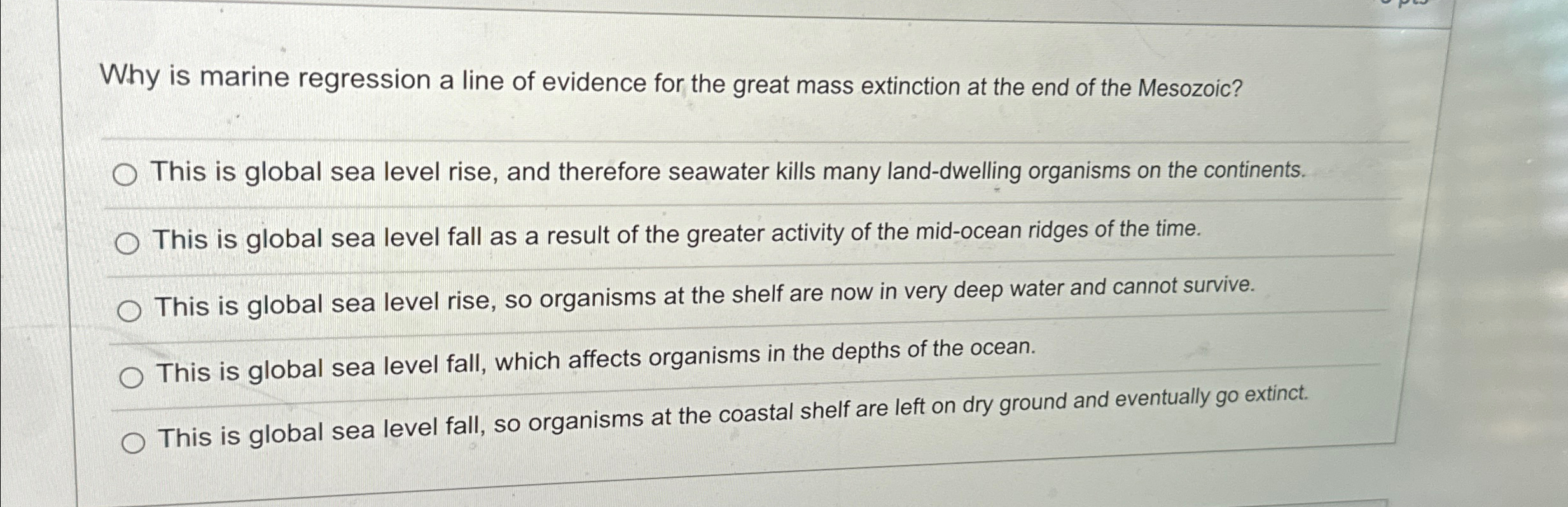 Solved Why is marine regression a line of evidence for the | Chegg.com