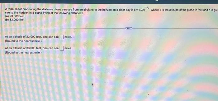 Solved A formula for calculating the distance d one can see | Chegg.com