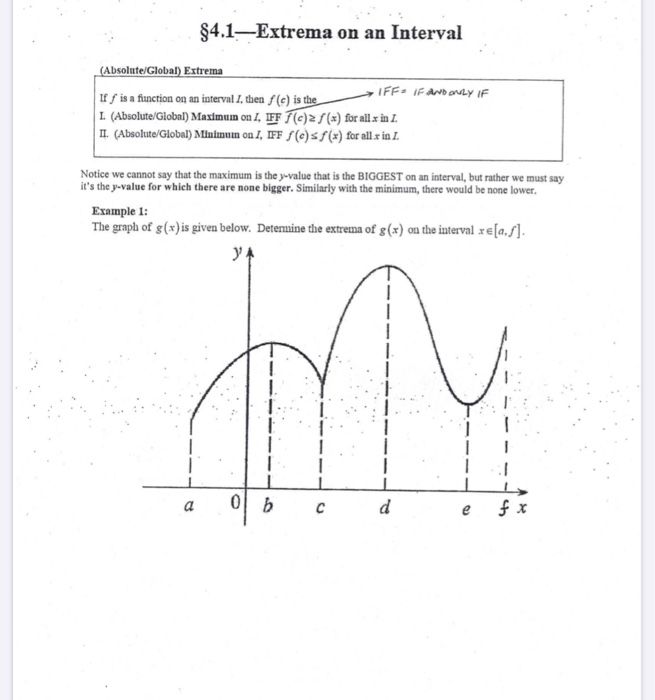 Solved $4.1–Extrema on an Interval IF AND ONLY IF | Chegg.com