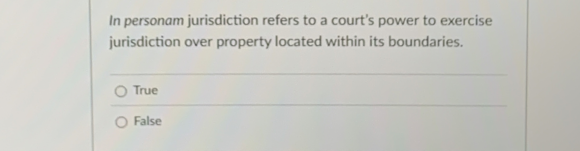 Solved In personam jurisdiction refers to a court's power to | Chegg.com