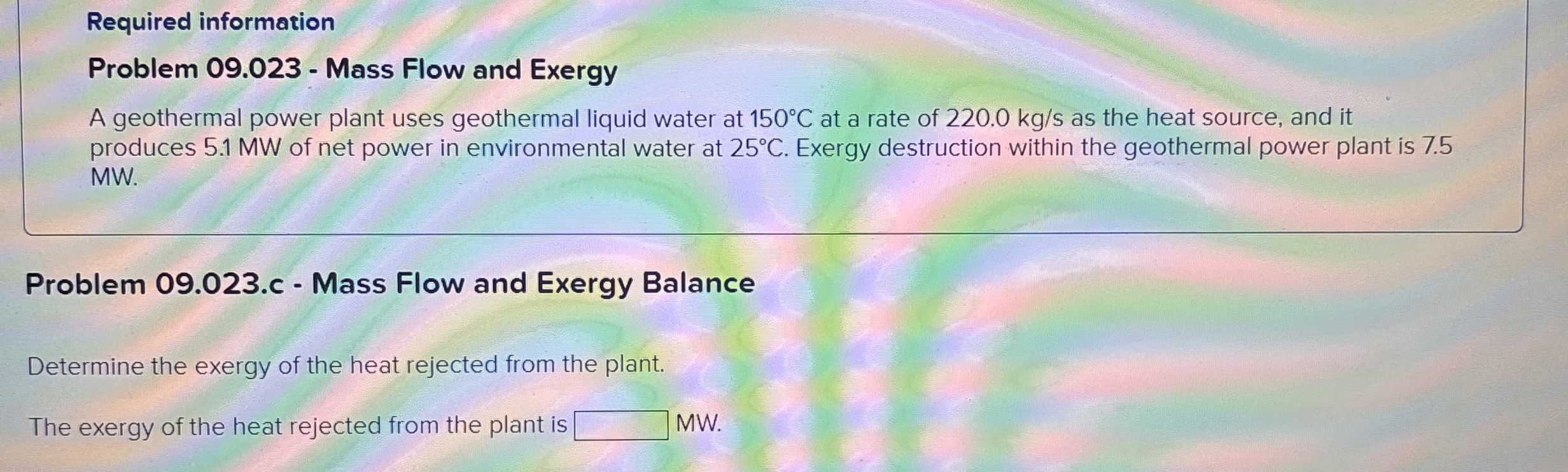 Solved Required informationProblem 09.023 - ﻿Mass Flow and | Chegg.com