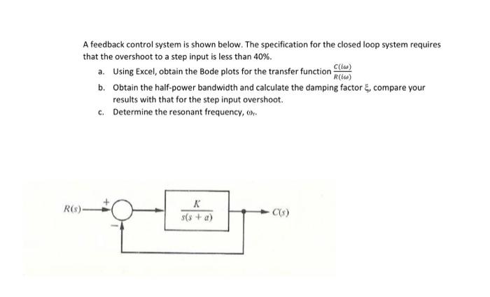 Solved A feedback control system is shown below. The | Chegg.com