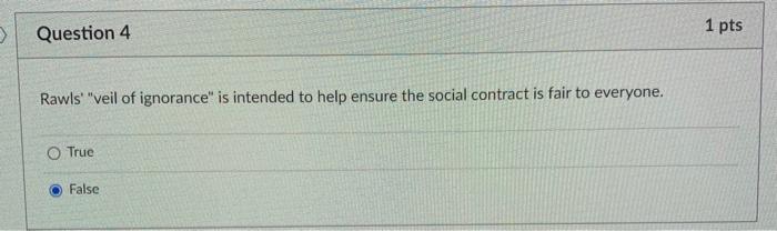 Solved Rawls' "veil of ignorance" is intended to help ensure | Chegg.com