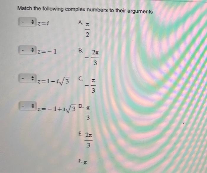 Solved Match the following complex numbers to their | Chegg.com