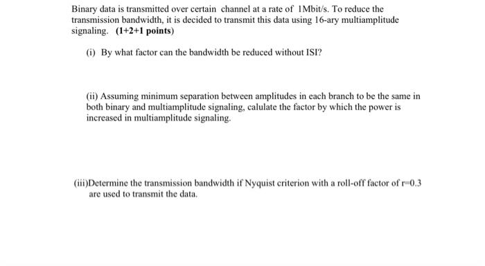 Solved Binary data is transmitted over certain channel at a | Chegg.com