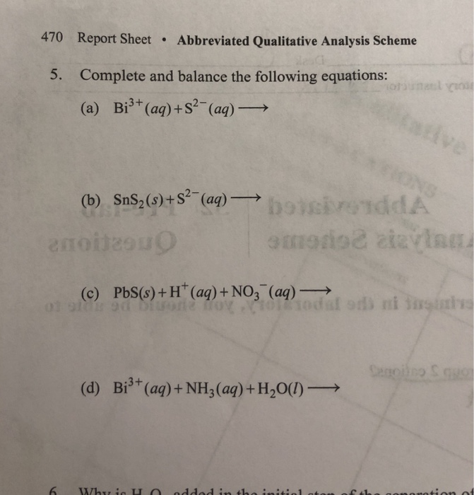 Solved Abbreviated Qualitative Analysis Scheme 5. complete | Chegg.com