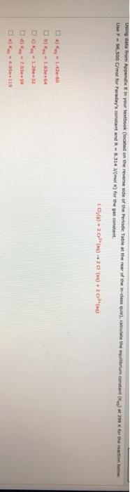 Solved Using Data From Appendix In Your Textbook Located On 