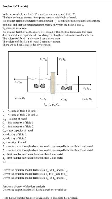 Solved Problem 5 (25 points) In the process below a fluid ' | Chegg.com