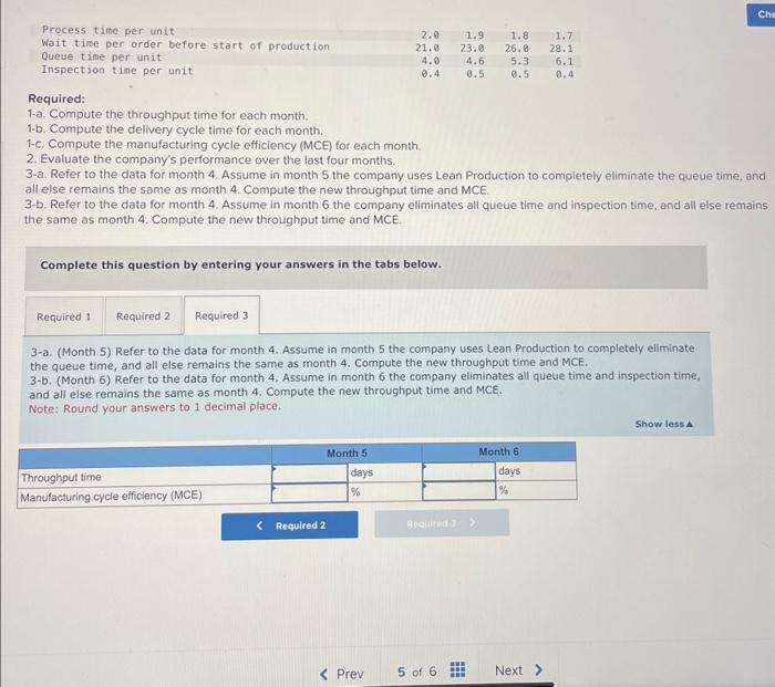 Solved Required: 1-a. Compute the throughput time for each | Chegg.com